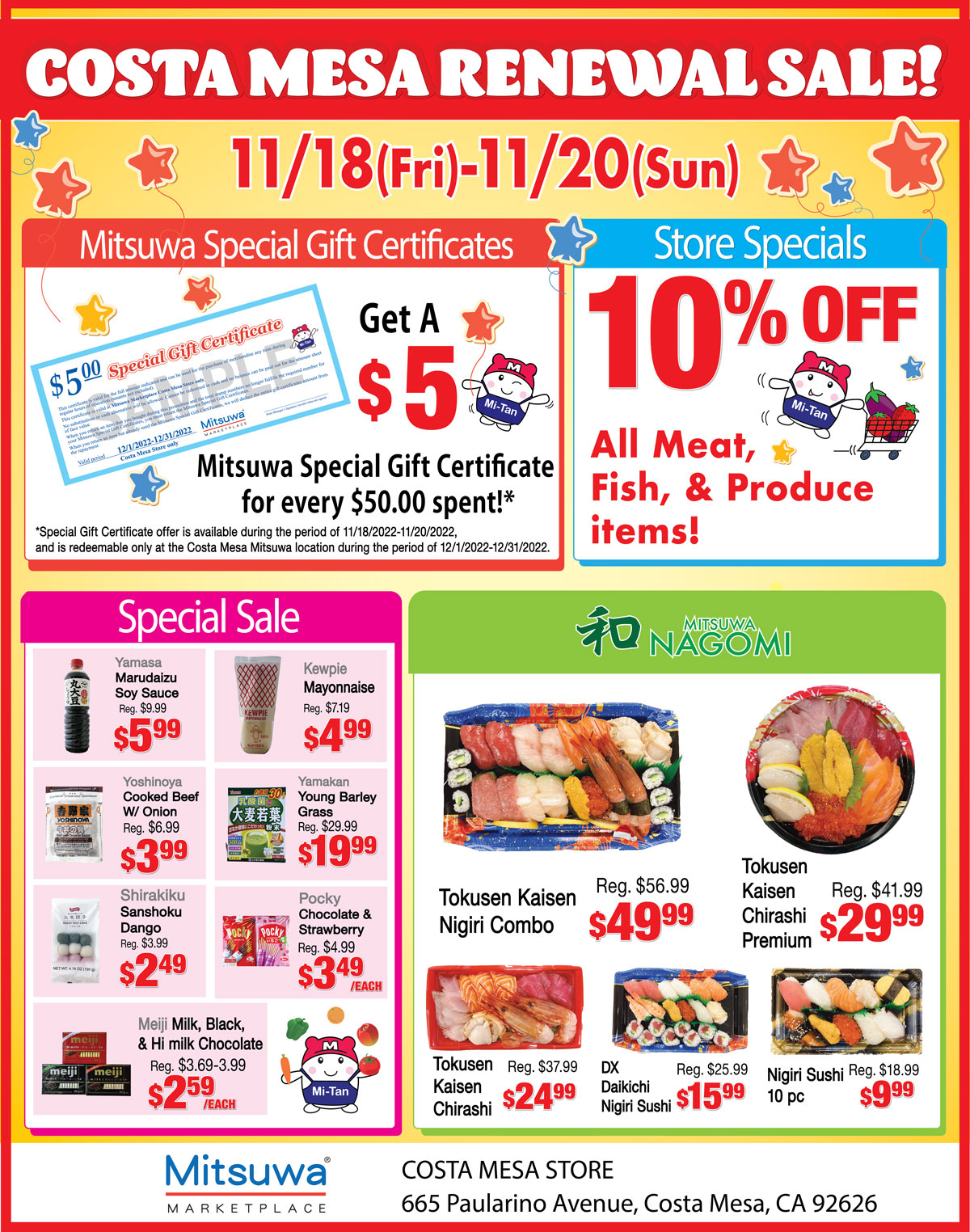 Costa Mesa Renewal Sale! | Mitsuwa Marketplace | A Japanese Grocery ...